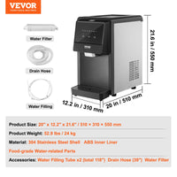 Vevor Countertop Ice Maker 62 Lbs. in 24 Hrs. Self-Cleaning Automatic ...