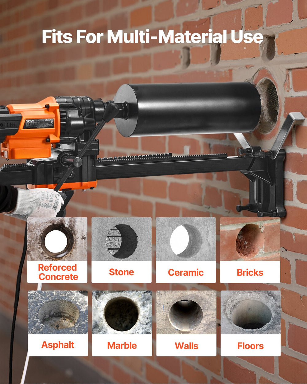 Vevor Diamond Core Drill with Stand-Mount 8 Bits 800 RPM Wet & Dry Dri – FactoryPure