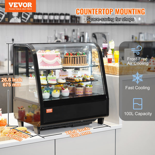 Vevor Refrigerated Countertop Display Case 3.5 Cu. Ft. 2-Tier with LED ...