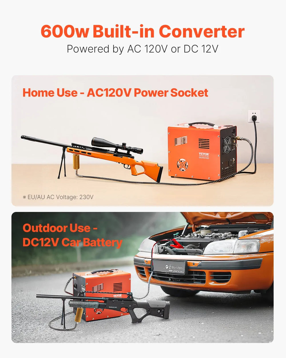 Vevor PCP Air Compressor 4500 PSI with Built-in Converter Auto Stop 30 ...