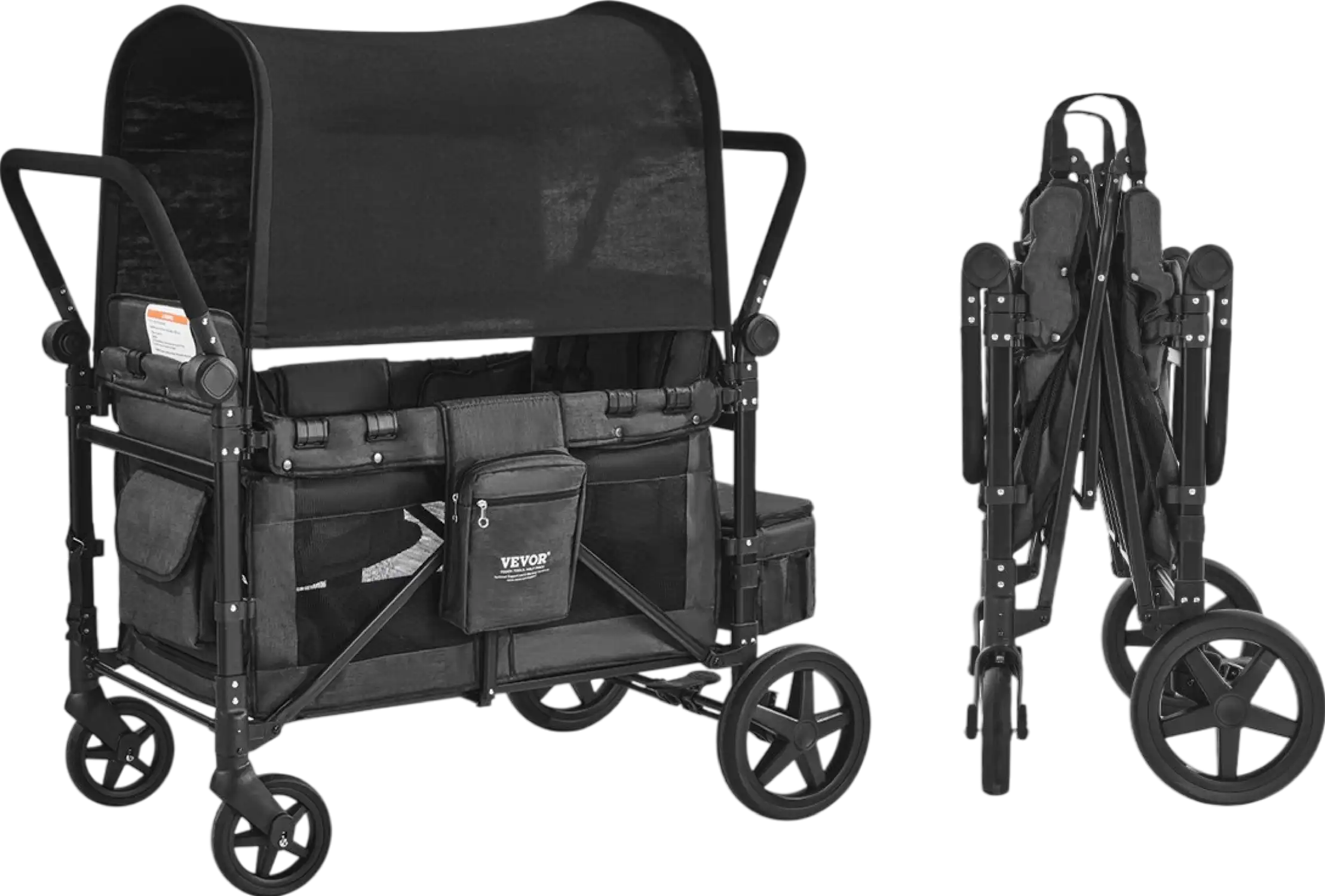 Vevor Wagon Stroller for 4 Kids Collapsible Push Pull 330lbs Capacity ...