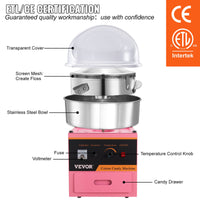 Vevor Cotton Candy Machine 1000W with Stainless Steel Bowl and Cover N ...