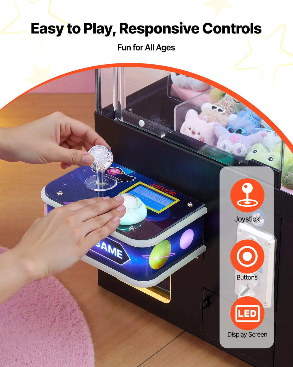 Vevor Claw Crane Machine with Adjustable Grip 1.57"-3.15" 60W New ...