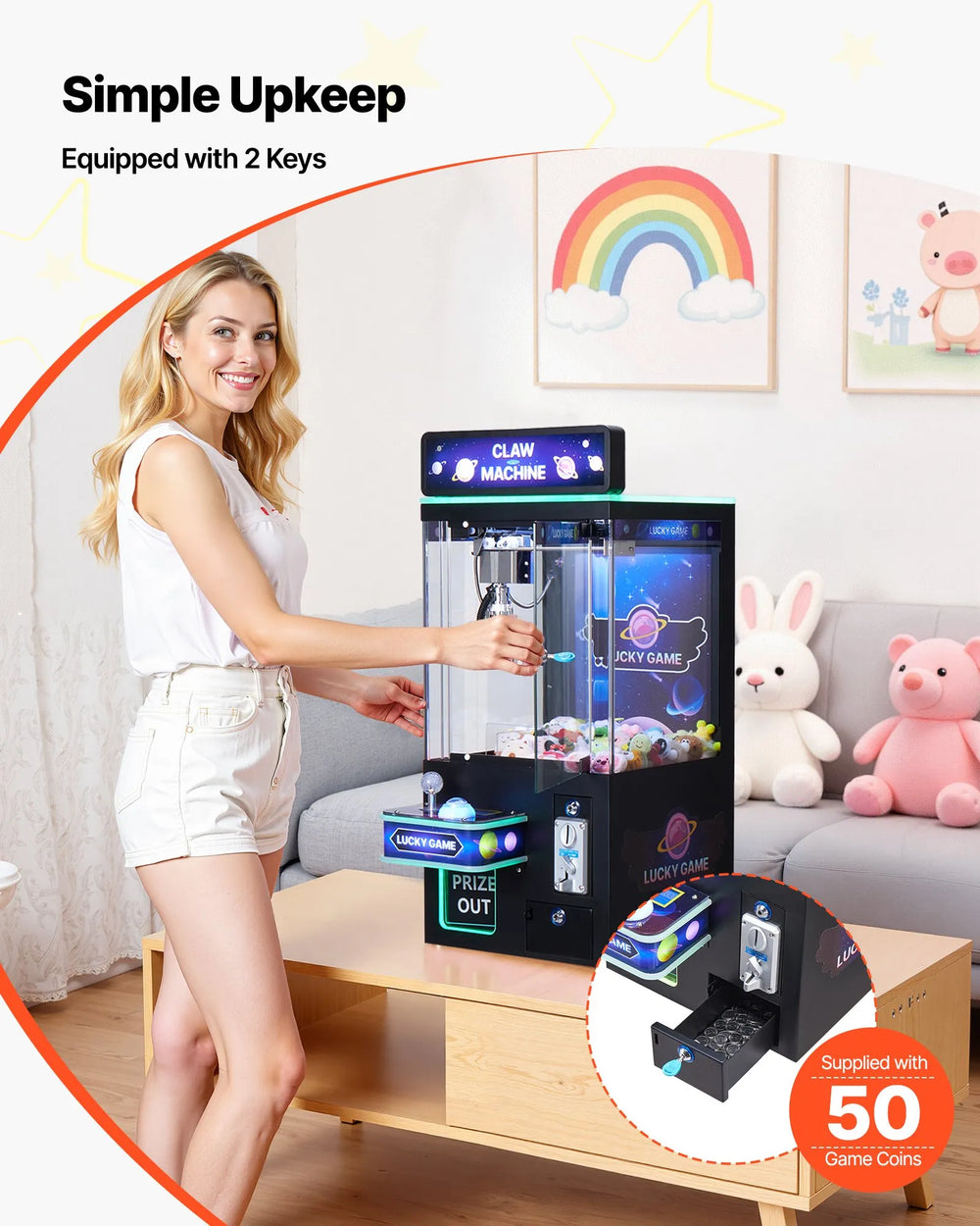 Vevor Claw Crane Machine with Adjustable Grip 1.57"-3.15" 60W New ...