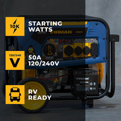 Firman T08071 8000W/10000W Electric Start Tri-Fuel Gas Propane Natural ...