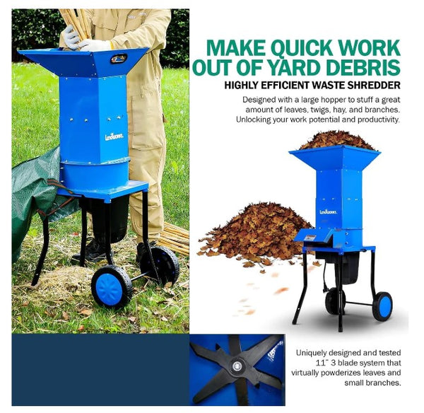 Landworks GUO049 Electric Shredder and Mulcher 120V AC 11" Cutting Bla ...