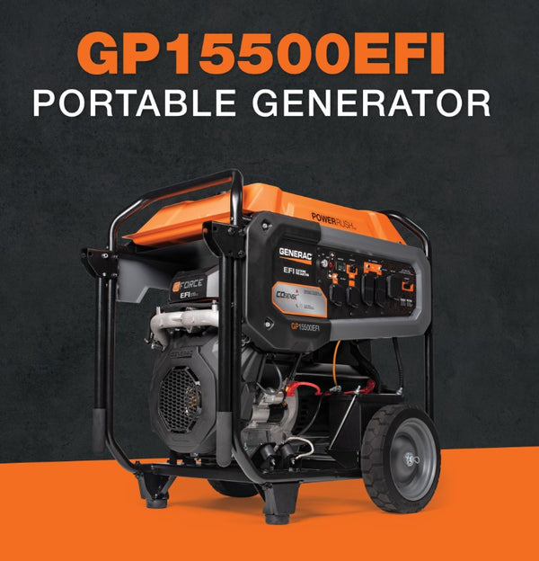Generac GP15500EFI 15500W/19300W Low THD Gas Generator Electric Start ...