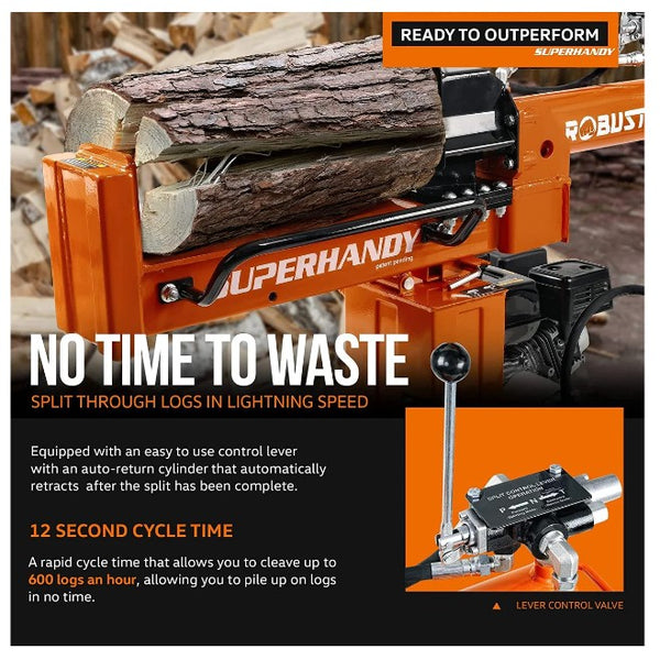 Super Handy GUO096 Portable 7HP 25 Ton Hydraulic Gas Powered Log Split ...