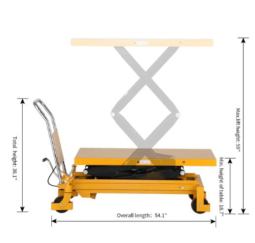 Apollolift A-2010 Double Scissor Lift Table 1760 lbs. 59 " Lifting Hei ...