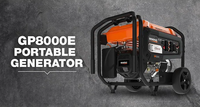 Generac GP8000E 8000W/10000W Electric Start PowerRush Gas Generator w ...