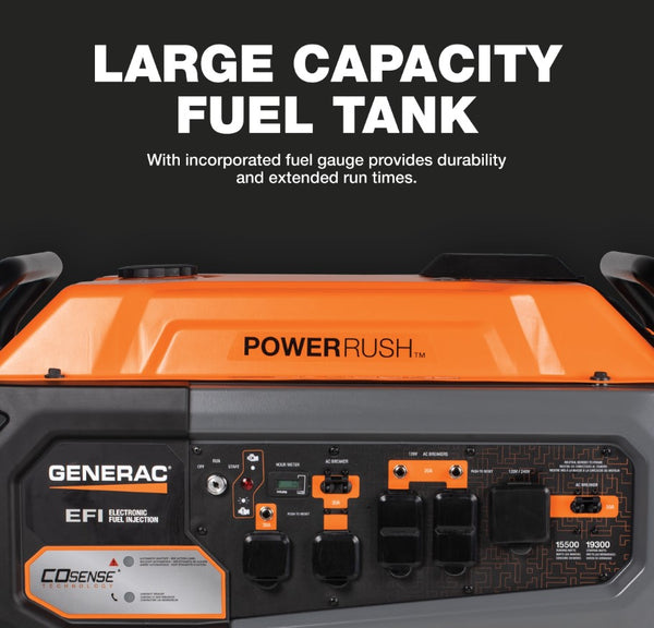 Generac GP15500EFI 15500W/19300W Low THD Gas Generator Electric Start ...