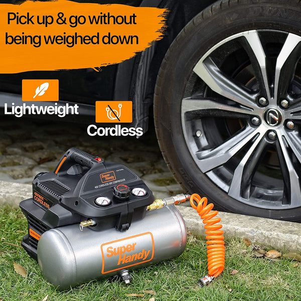 Super Handy GUO070 48V 2Ah Battery 2 Gal 135 PSI Portable Electric Air ...