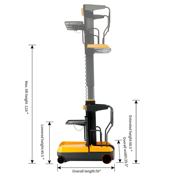 Apollolift A-5001 Electric Mini Order Picker 118" Lifting Height 200 l ...