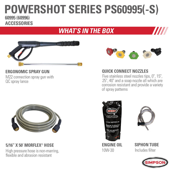 Simpson PowerShot 3600 PSI 2.5 GPM Honda GX200 PS60995 / 60996 Gas Pre ...